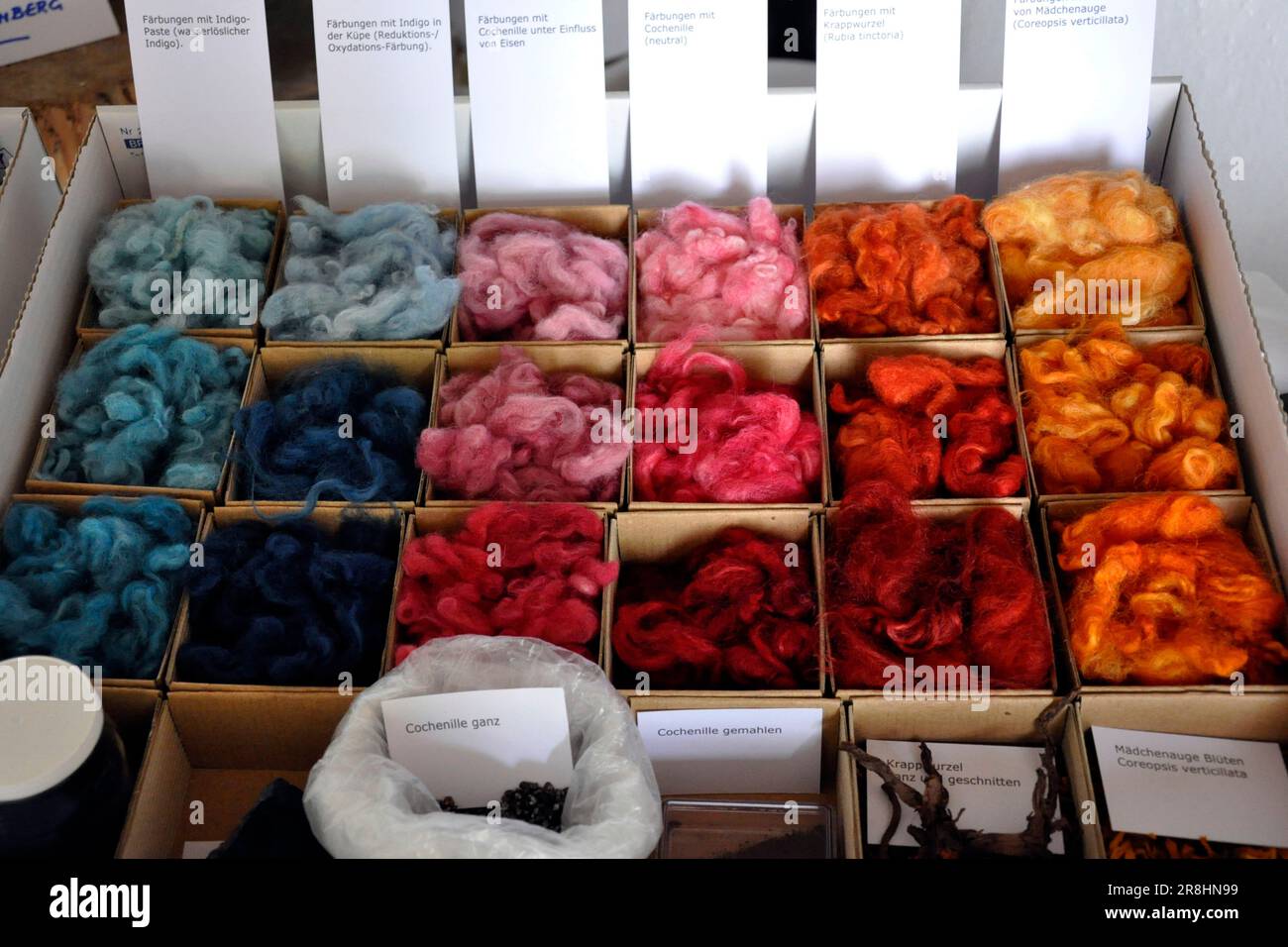 Colored Wool.ballenberg Museum.switzerland Stock Photo - Alamy
