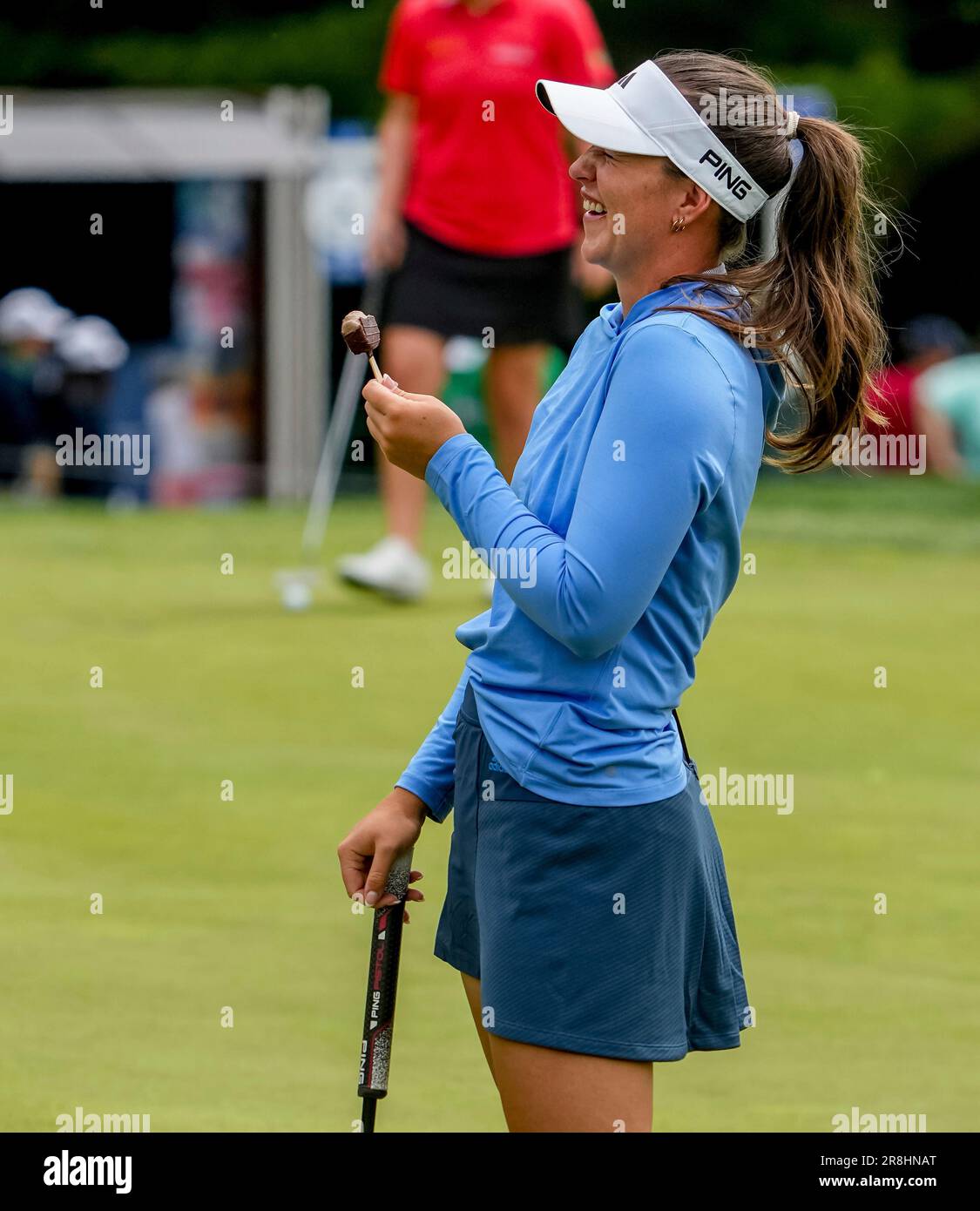 June 21, 2023, Springfield, NJ, USA: Linn Grant (SWE) eats an ice cream ...
