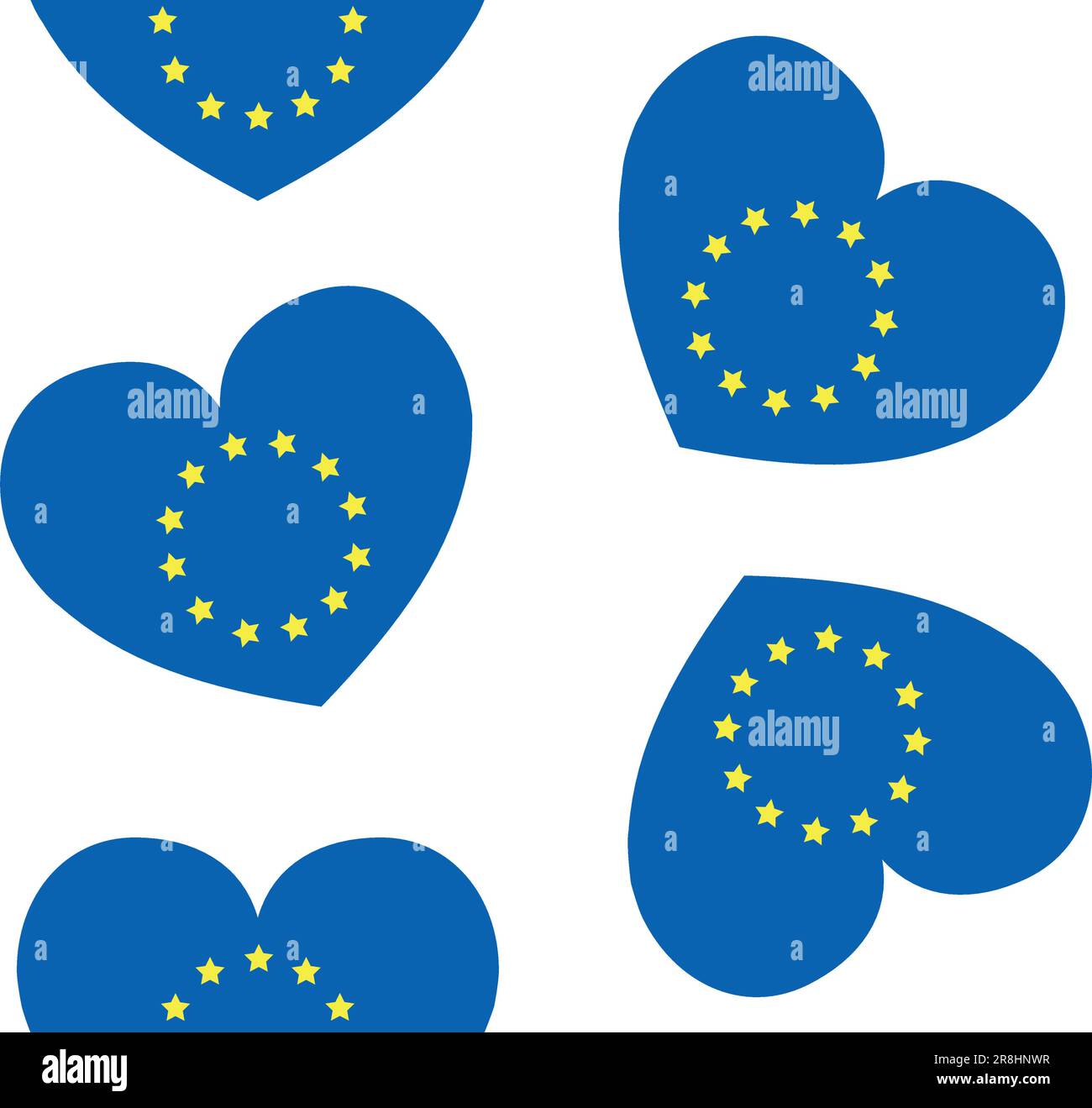Vector seamless pattern of flat European Union flag heart isolated on ...