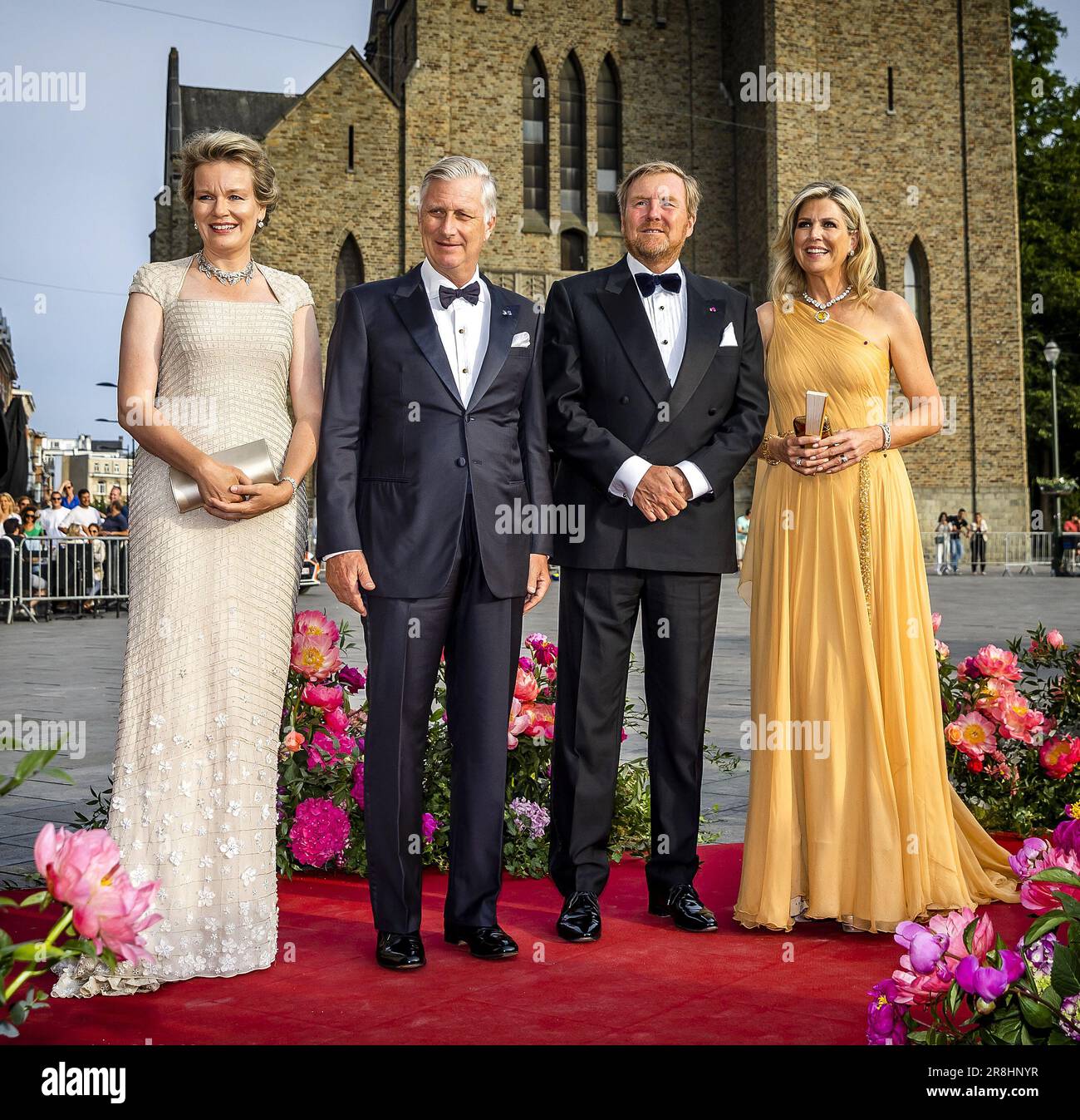 BRUSSELS - King Willem-Alexander and Queen Maxima and the Belgian King Philippe and Queen ...