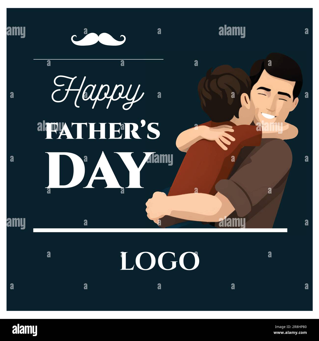 Happy Father's Day Greeting Card Vector Design. Father and son hugging Stock Vector Image & Art ...