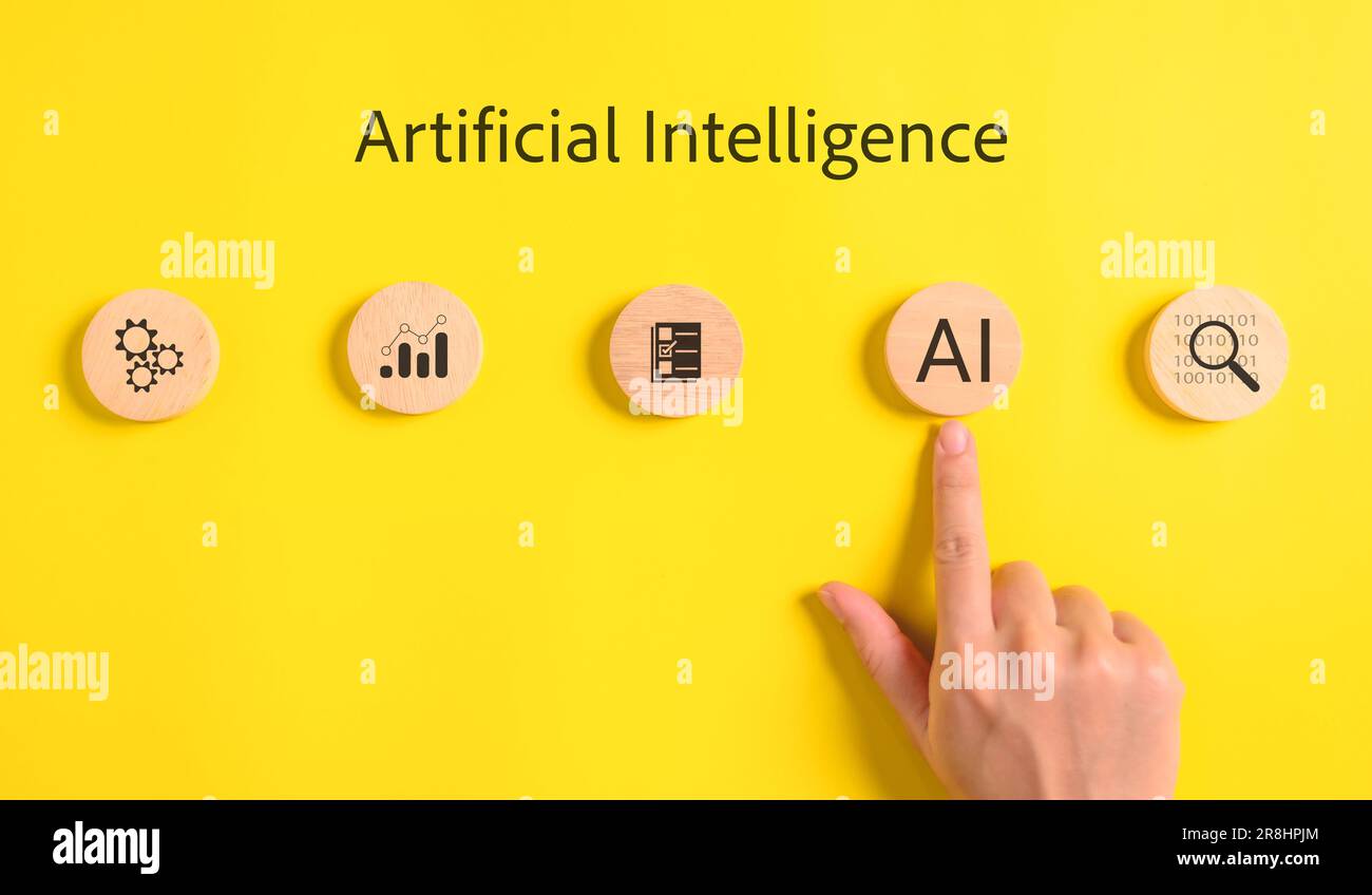 Businessman with smart Artificial Intelligence AI technology Stock Photo - Alamy