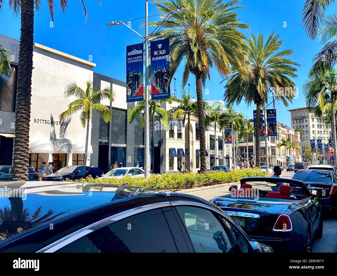A street view of Rodeo Drive in Beverly Hills, California, a renowned ...