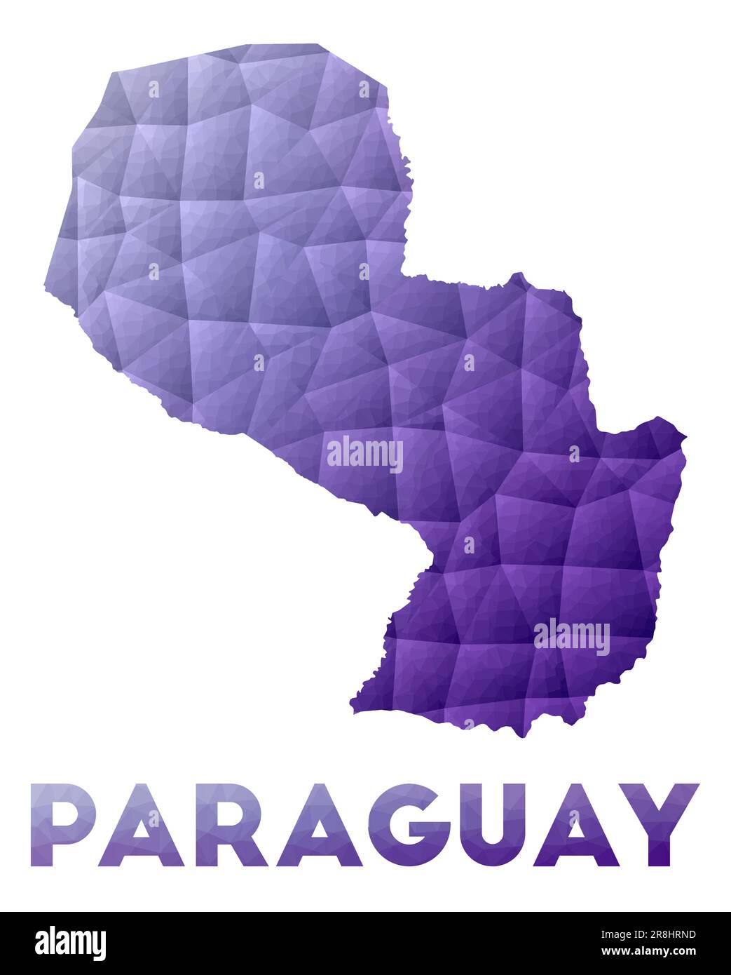 Map of Paraguay. Low poly illustration of the country. Purple geometric ...