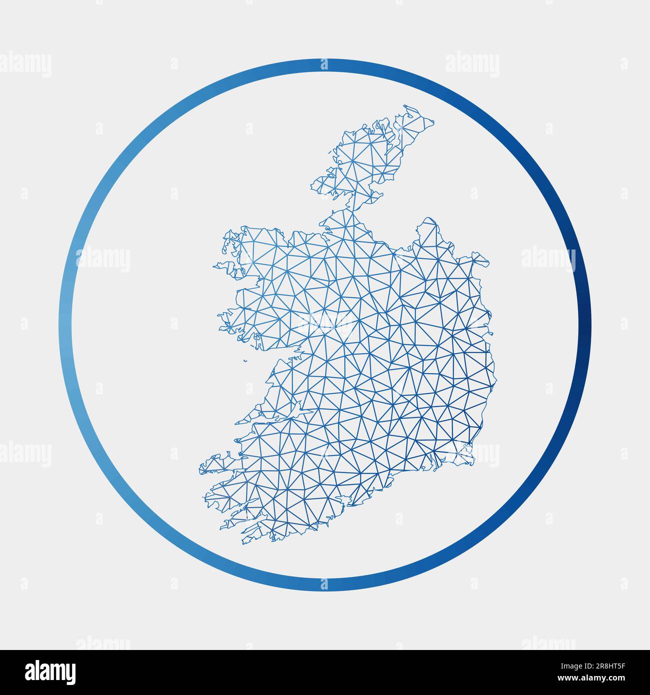 Ireland icon. Network map of the country. Round Ireland sign with ...