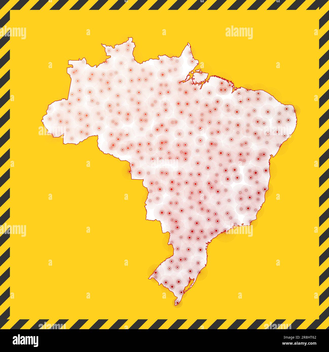 Brazil closed - virus danger sign. Lockdown country icon. Black striped ...