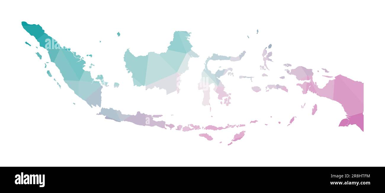 Polygonal map of Indonesia. Geometric illustration of the country in ...