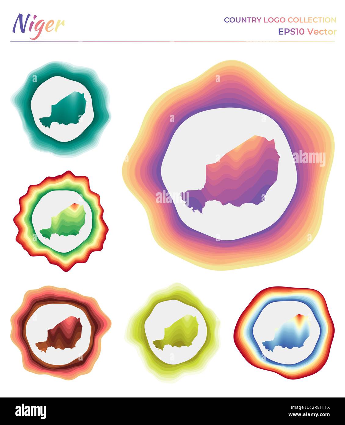 Niger logo collection. Colorful badge of the country. Layers around ...