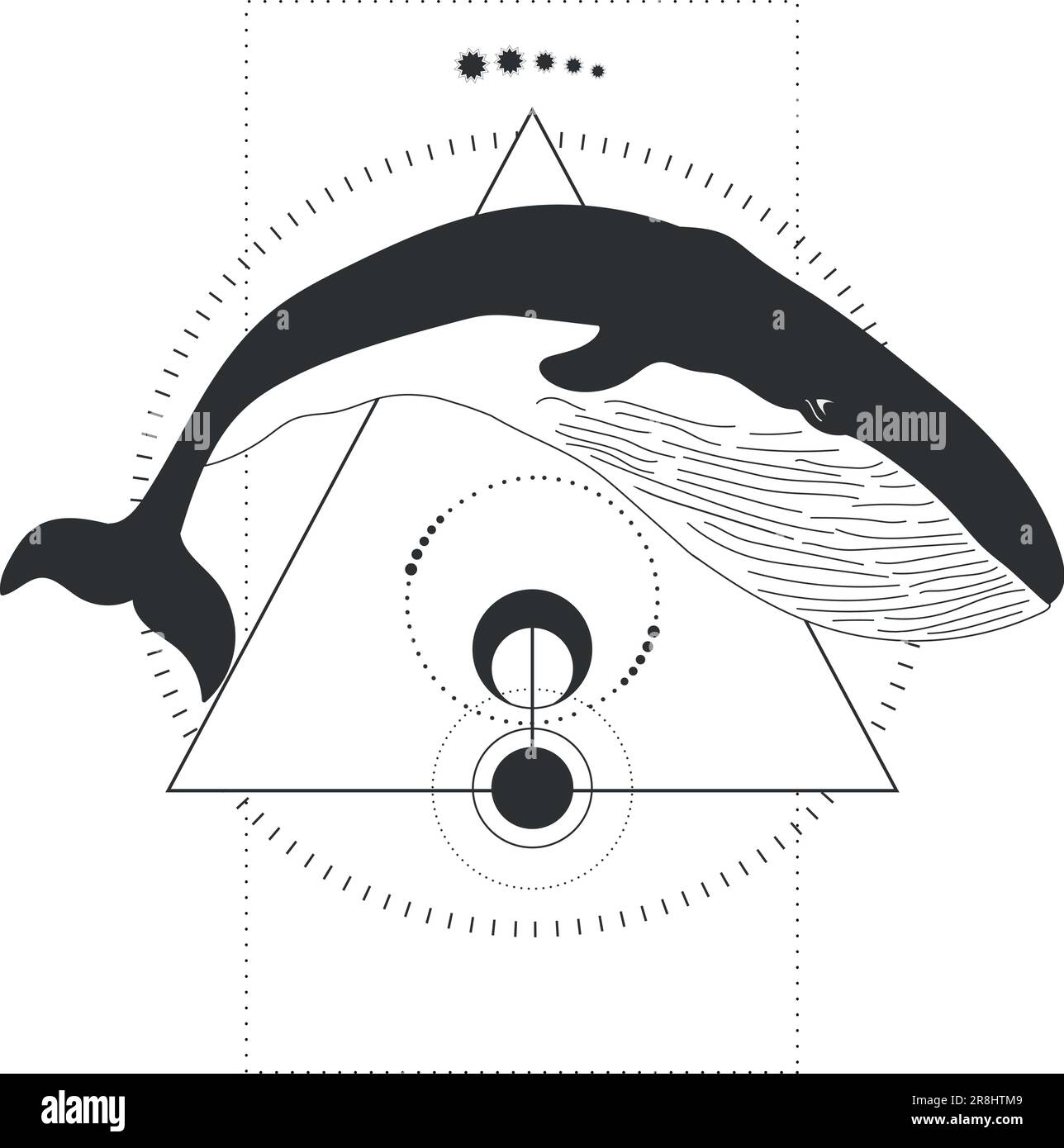 Geometric Whale Tattoo Geometric Whale Tattoo Stock Illustration