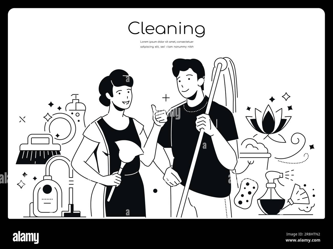 Cleaning - modern line design style banner Stock Vector Image & Art - Alamy
