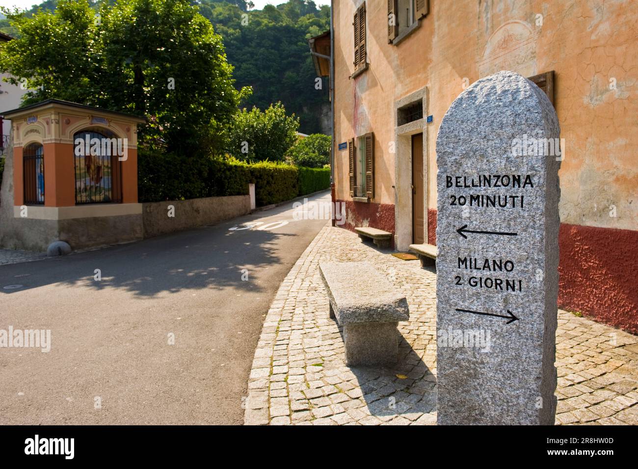 Milestone. Giubiasco. Canton Ticino. Switzerland Stock Photo - Alamy