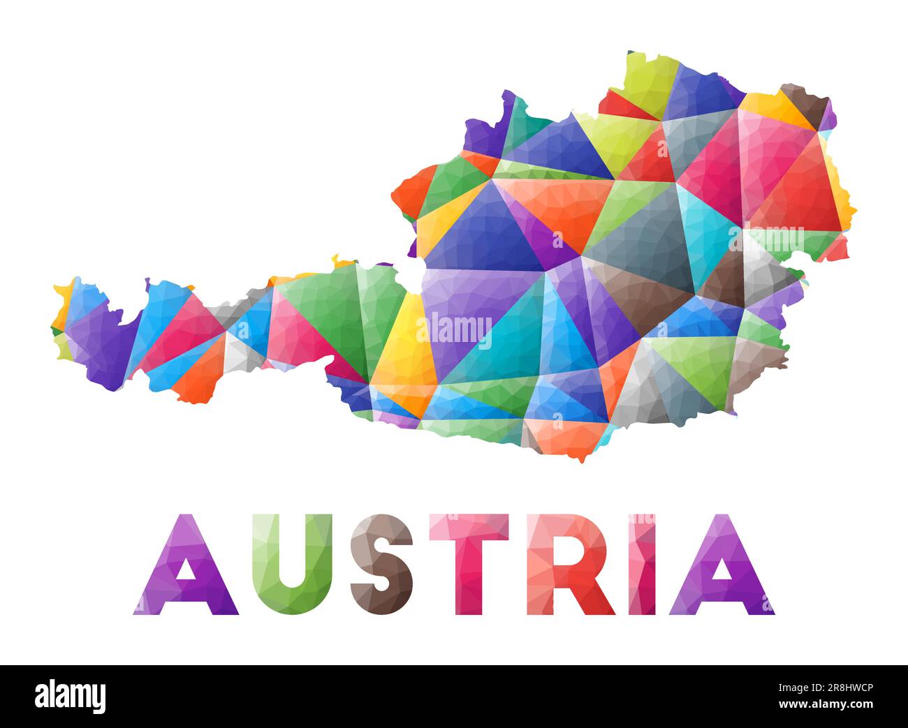 Austria - colorful low poly country shape. Multicolor geometric ...