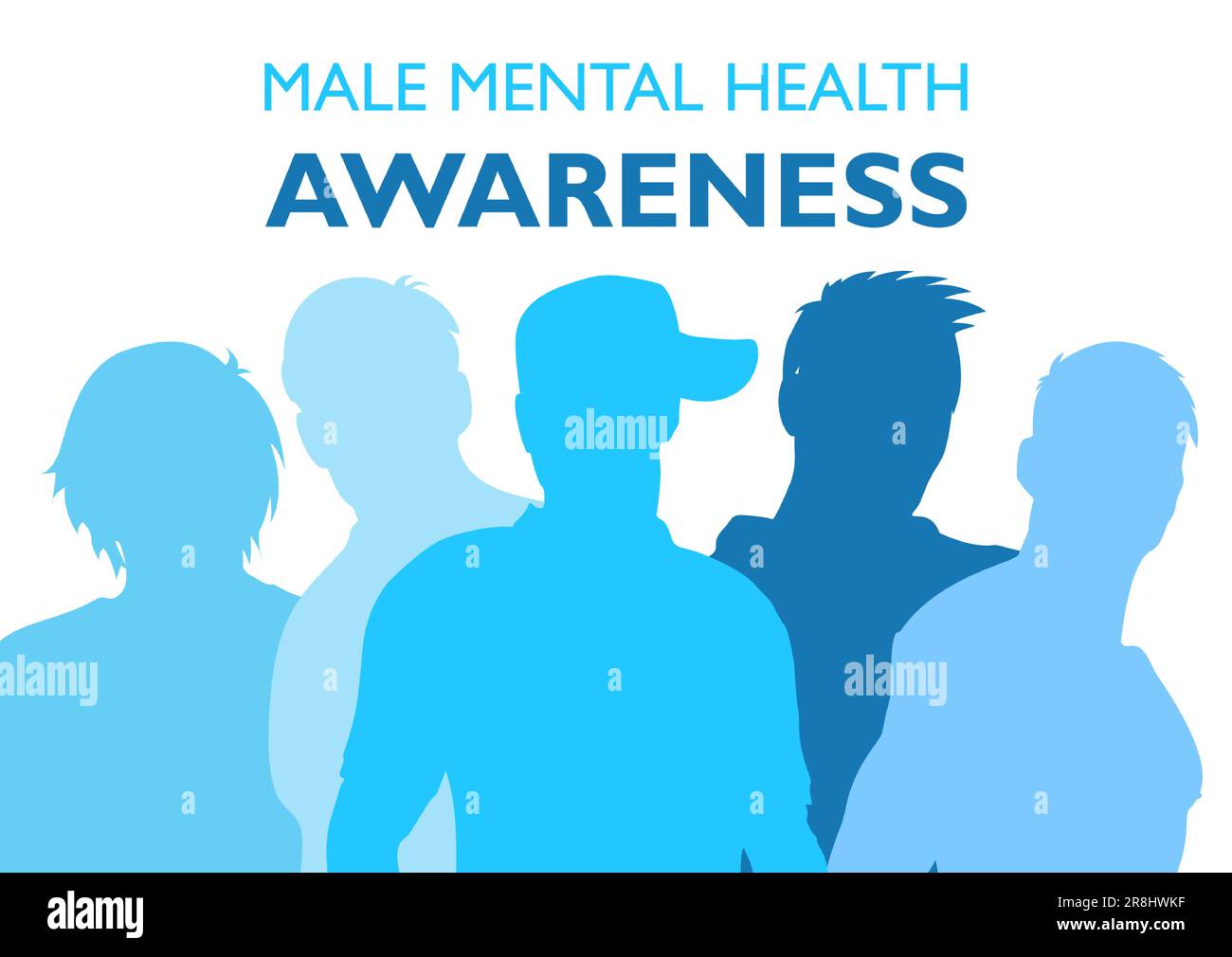 Male mental health awareness background design with silhouettes of a ...