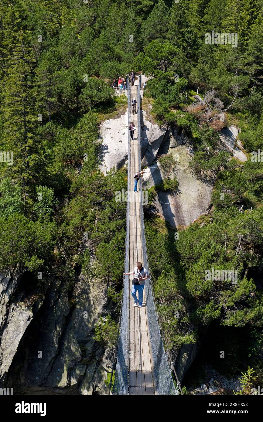 Suspension Bridge Made of Steel Cable. Gelmerbahn. Canton Bern ...