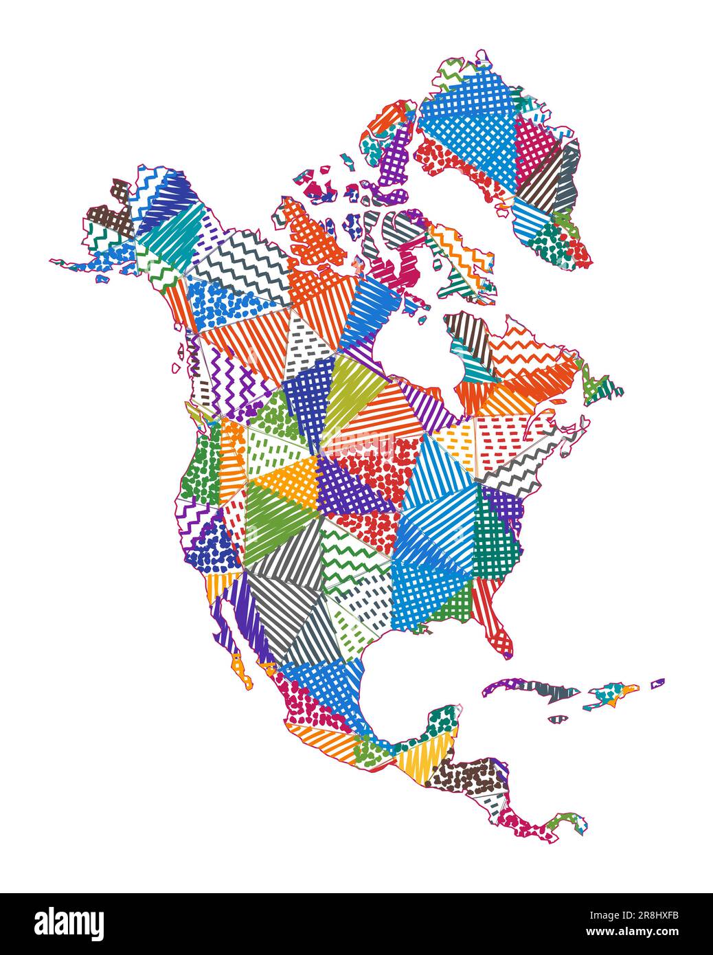 Kid style map of North America. Hand drawn polygons in the shape of ...
