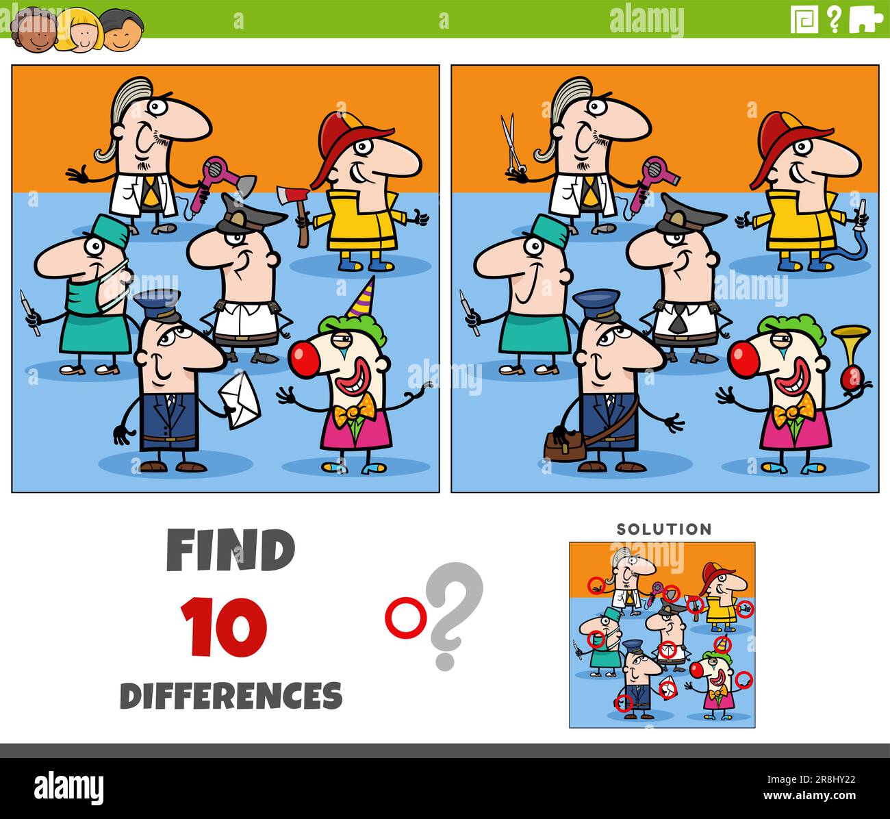 Cartoon illustration of finding the differences between pictures ...