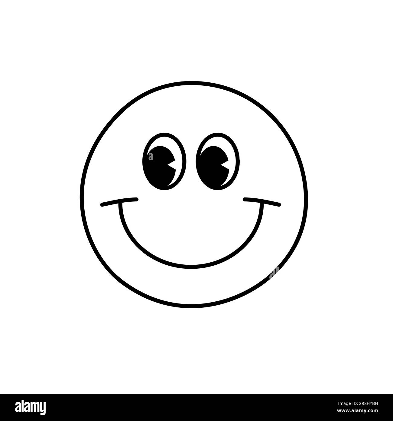 Vector retro groovy outline face with smile isolated on white ...