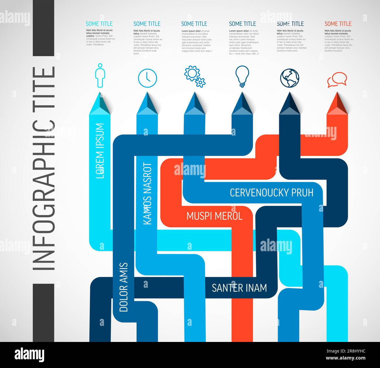 Vector light multipurpose Infographic template with blue red elements ...