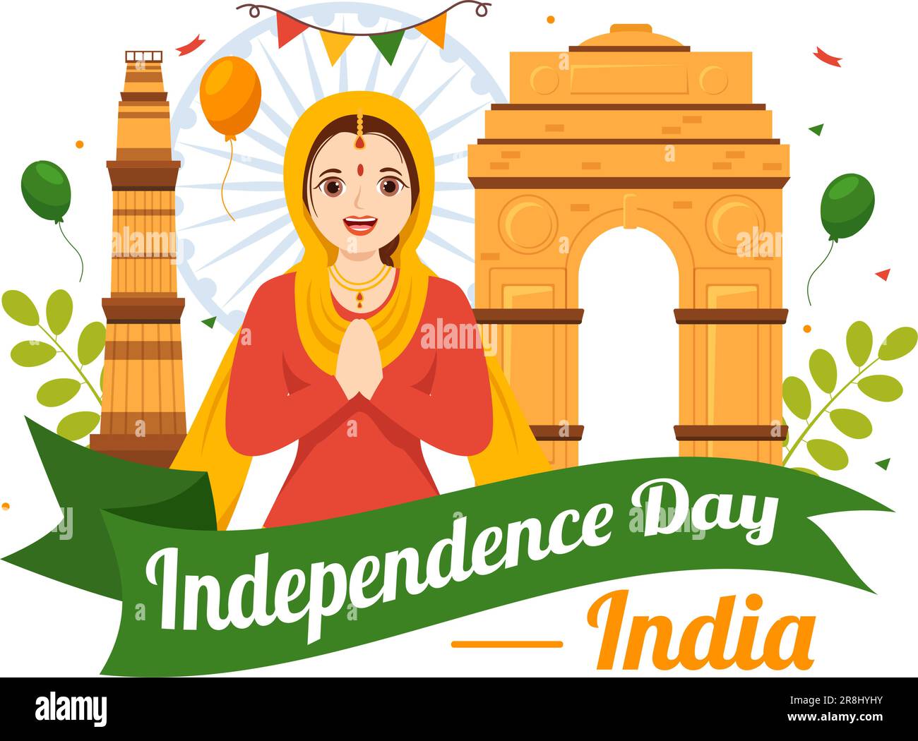 Happy Independence Day India Vector Illustration on 15 August with ...