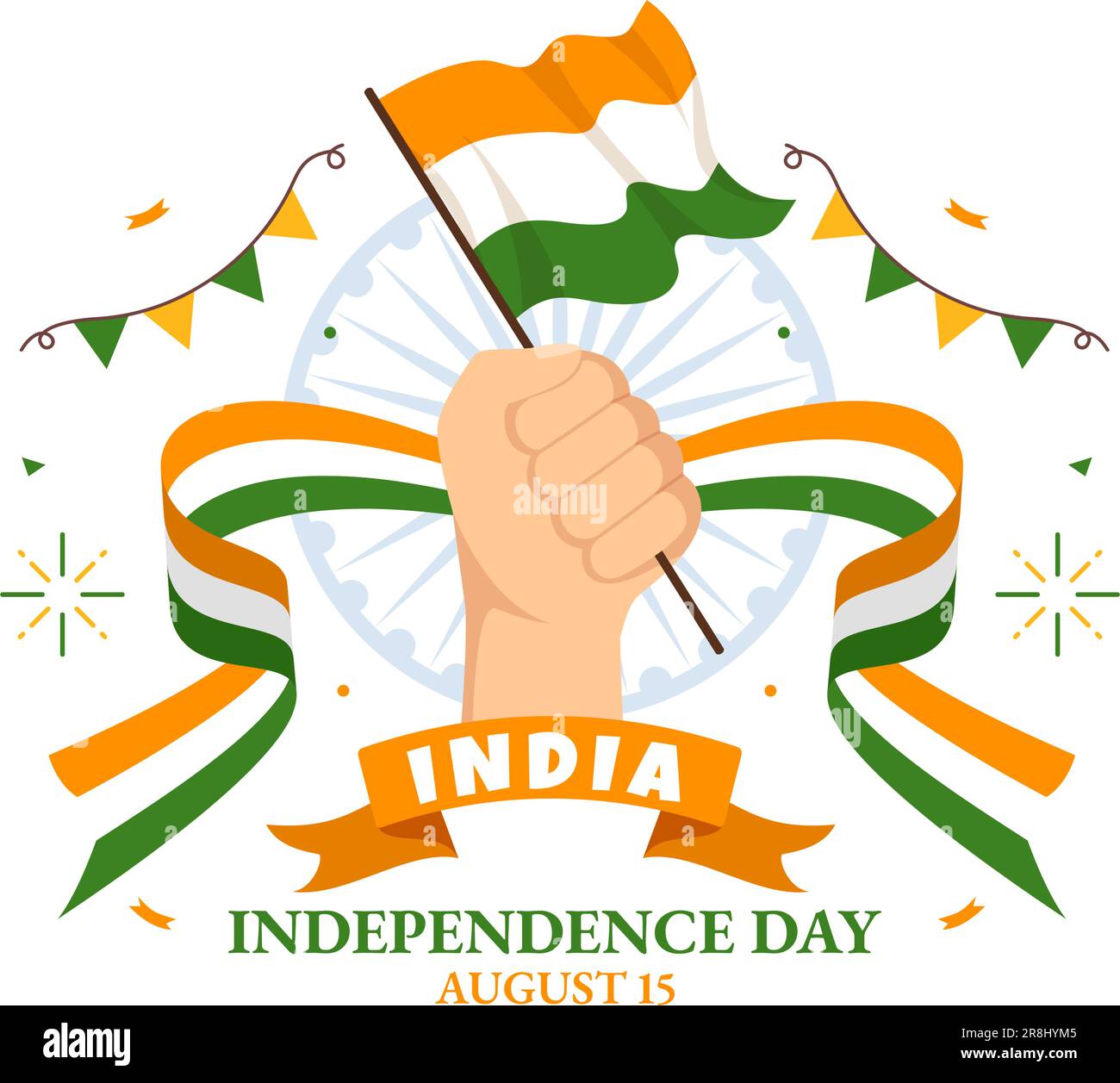 Happy Independence Day India Vector Illustration on 15 August with ...