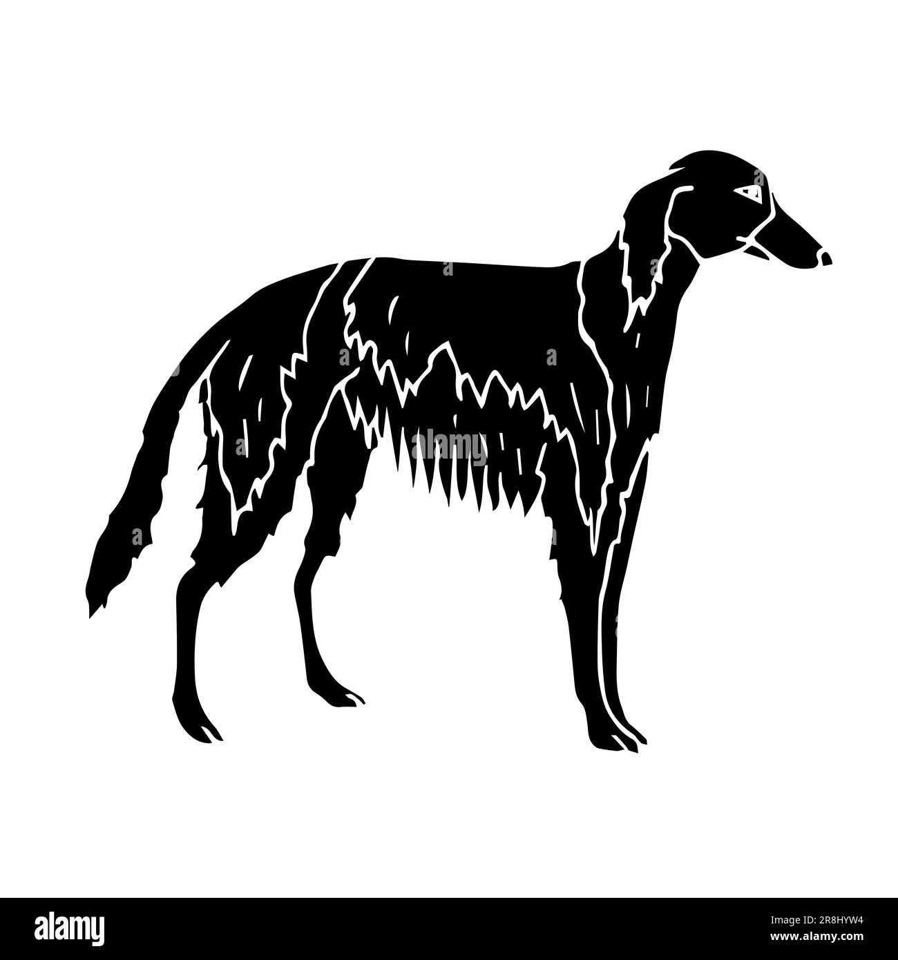 Vector hand drawn doodle sketch black russian borzoi dog isolated on white background Stock ...