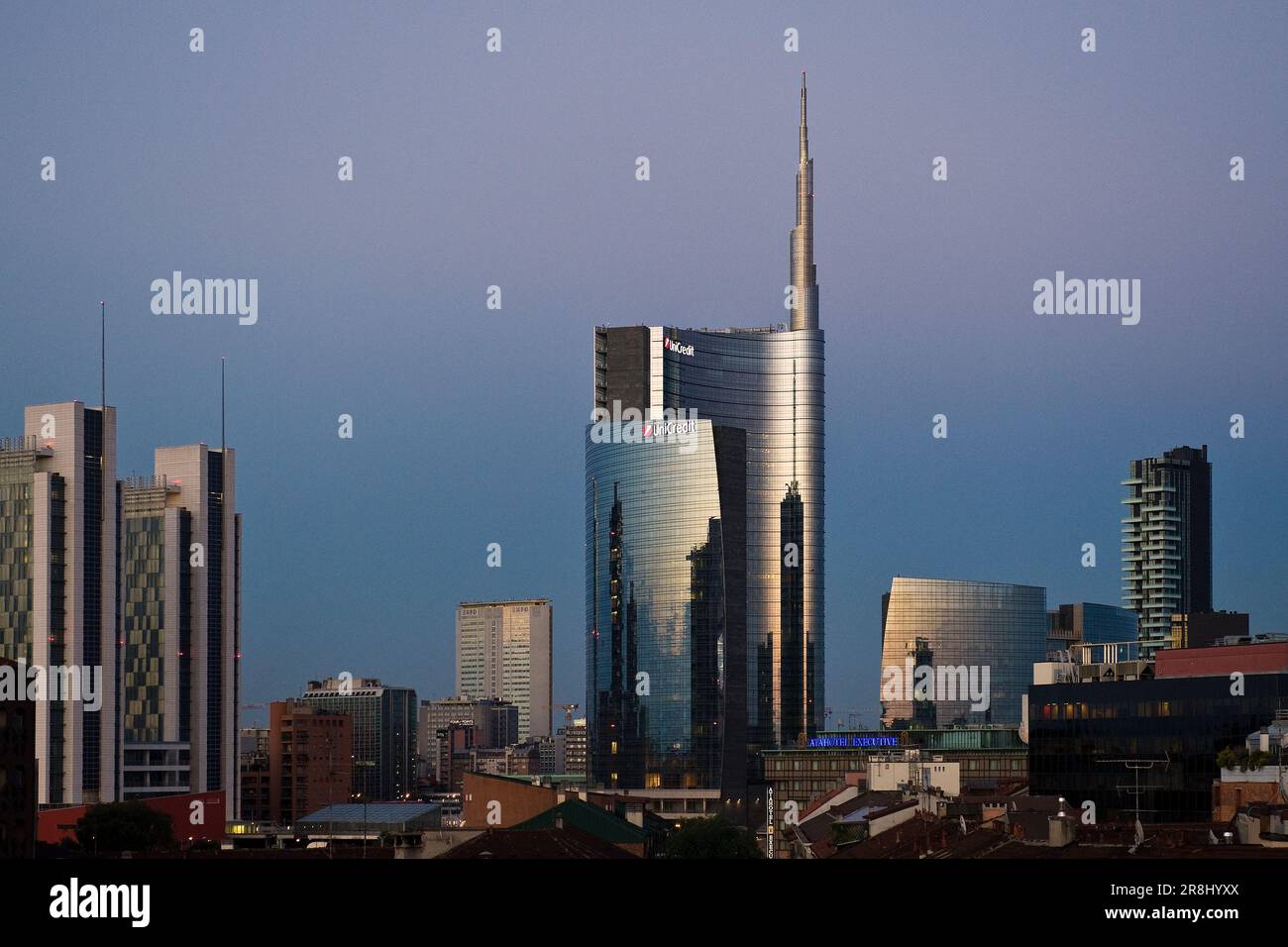Milan Skyline with Buildings of The Porta Nuova Project. The Business ...