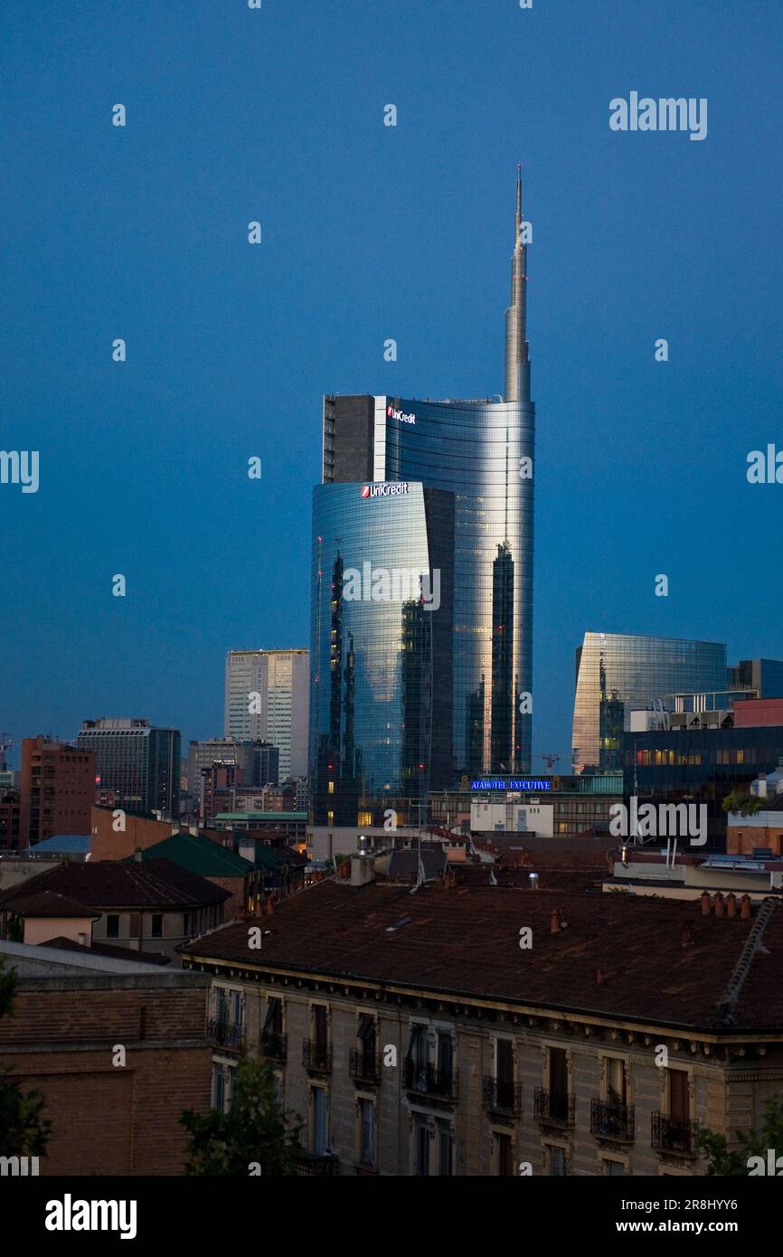 Milan Skyline with Buildings of The Porta Nuova Project. The Business ...