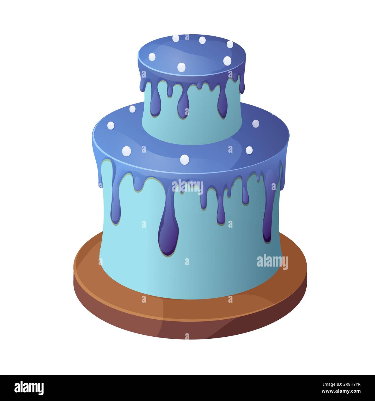 Birthday cake blue gender party Boy with cream, drip, candles, desert ...