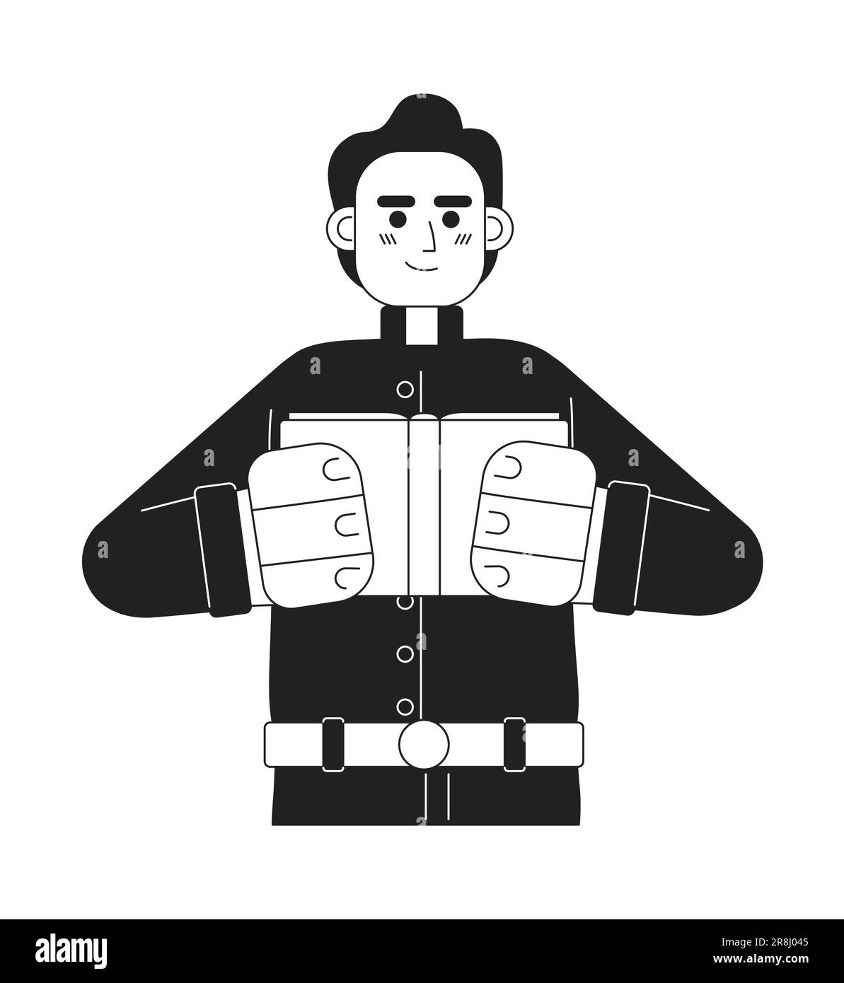 Catholic pastor holding bible monochromatic flat vector character Stock ... Catholic pastor holding bible monochromatic flat vector character Stock ...