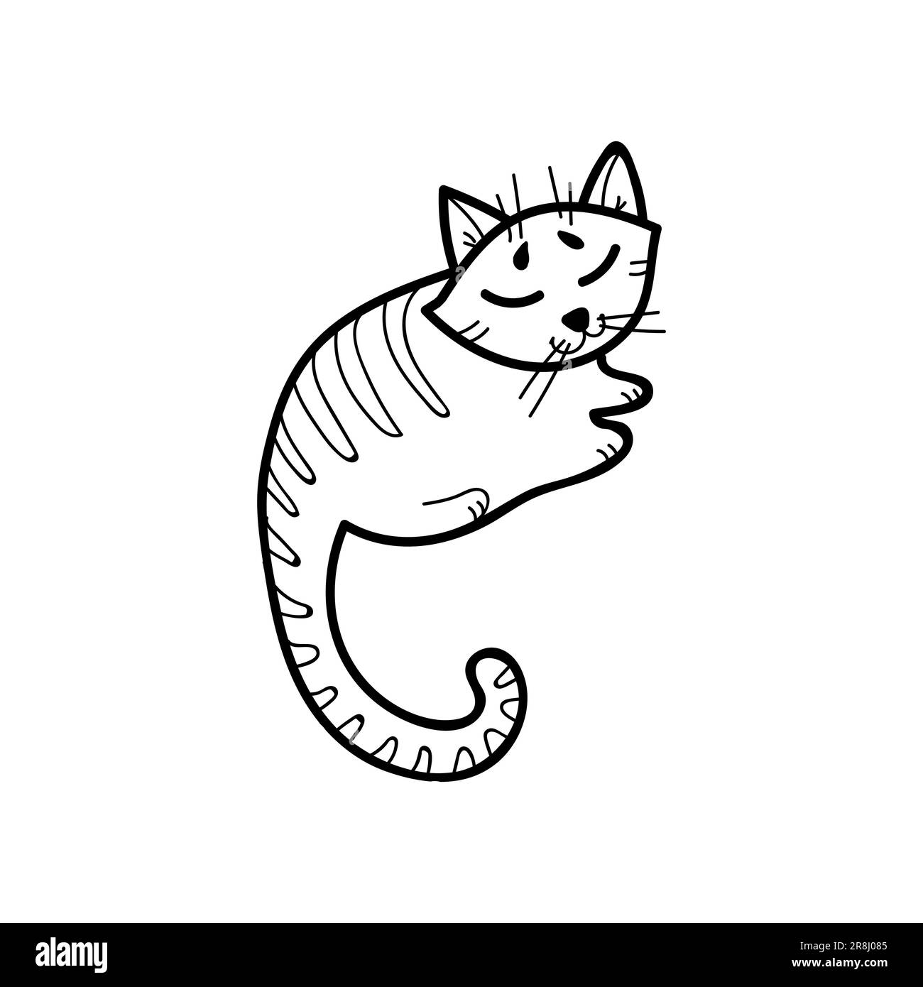 Funny outline sleeping cat vector illustration. Can be use for label ...