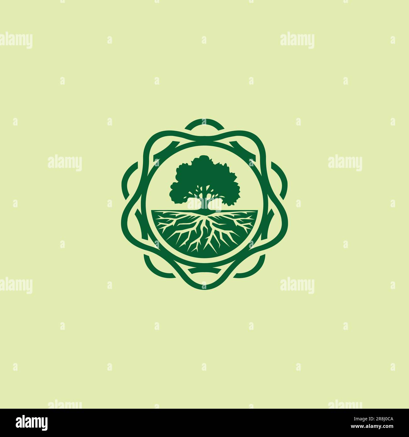 Oak Tree Logo Emblem. Circle tree logo icon template design. Round ...