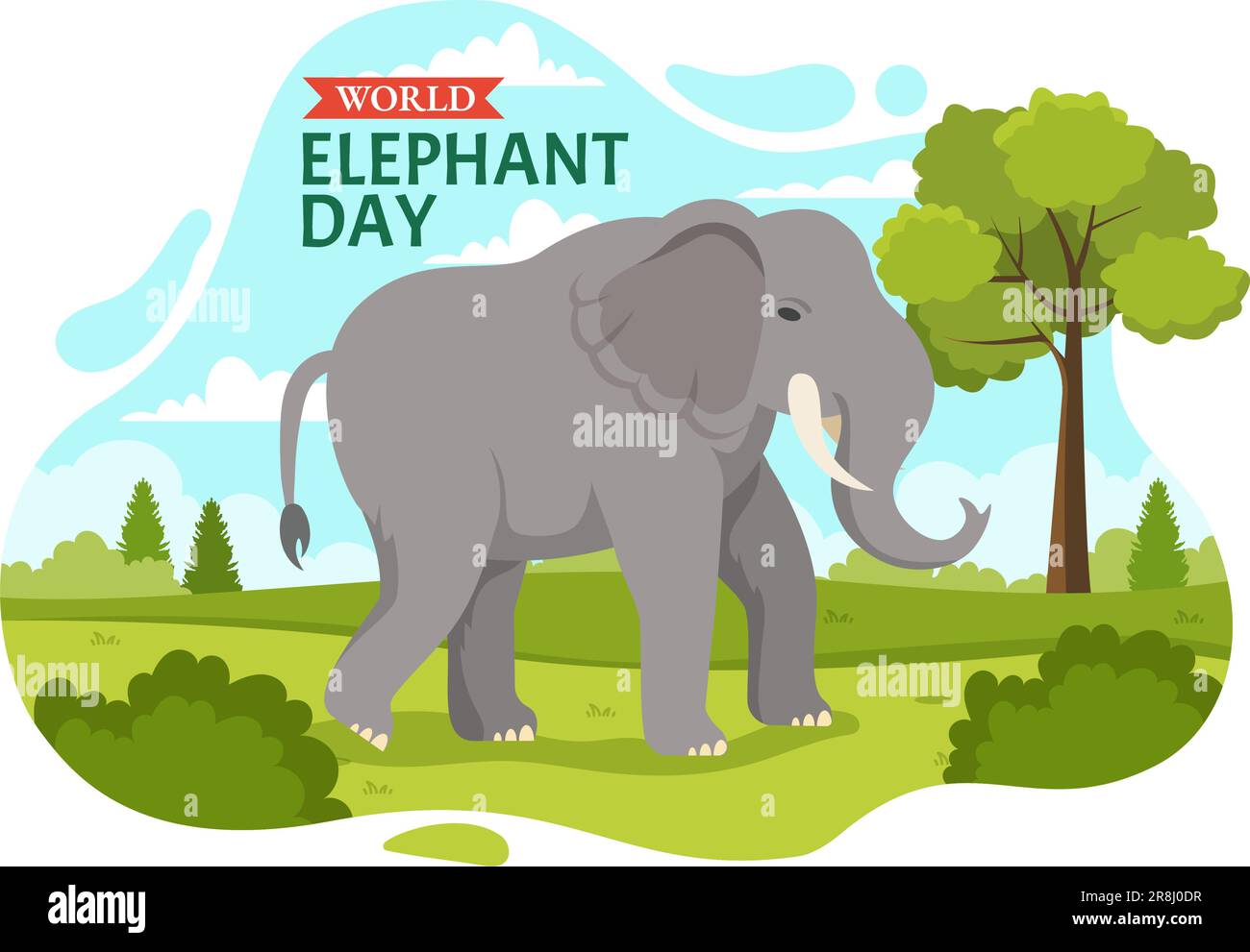 World Elephant Day Vector Illustration on 12 August with Elephants ...