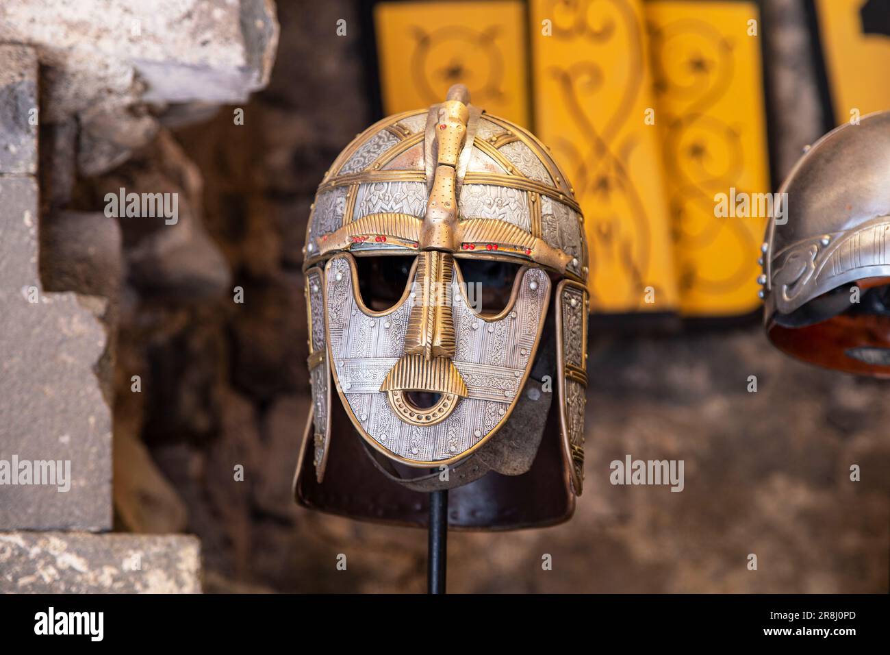 Ancient medieval knight's helmet in metal Stock Photo - Alamy