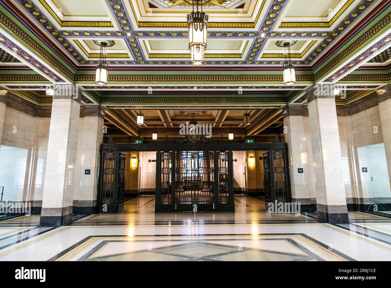 Interior of the art deco style Vestibules at Freemasons Hall, London ...
