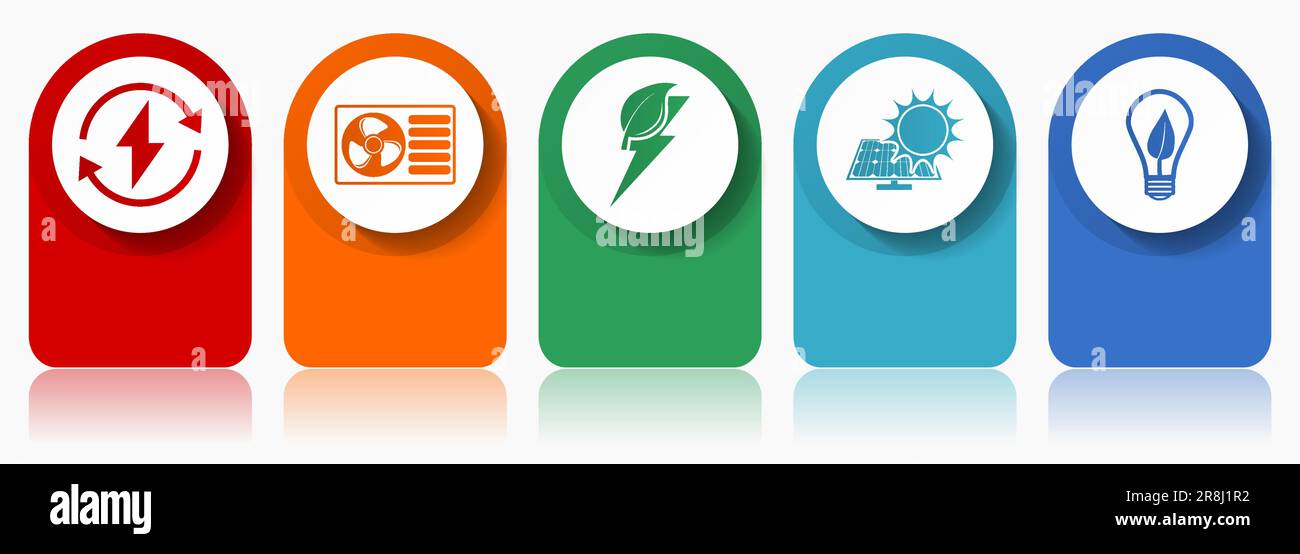 Renewable energy icon set, miscellaneous vector icons such as heat pump ...