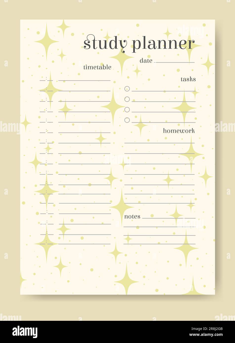 Creative pastel colored study planner template. Abstract starry blank ...