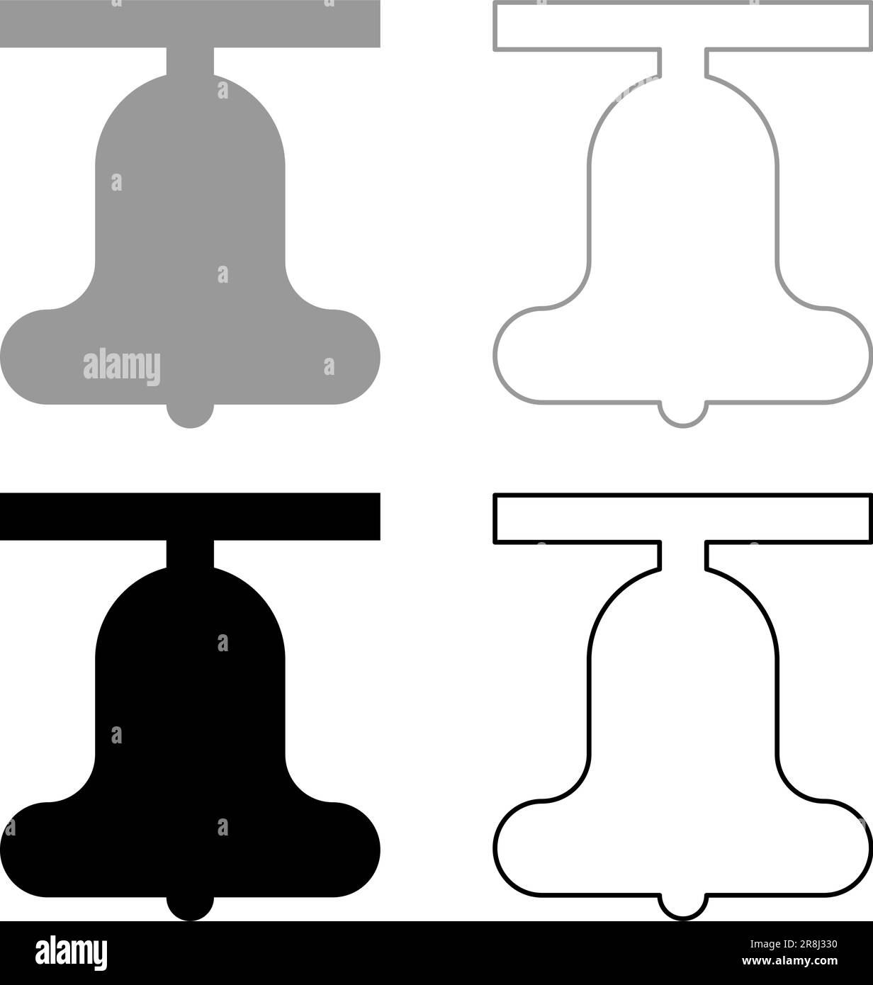 Church bell beam concept campanile belfry set icon grey black color ...