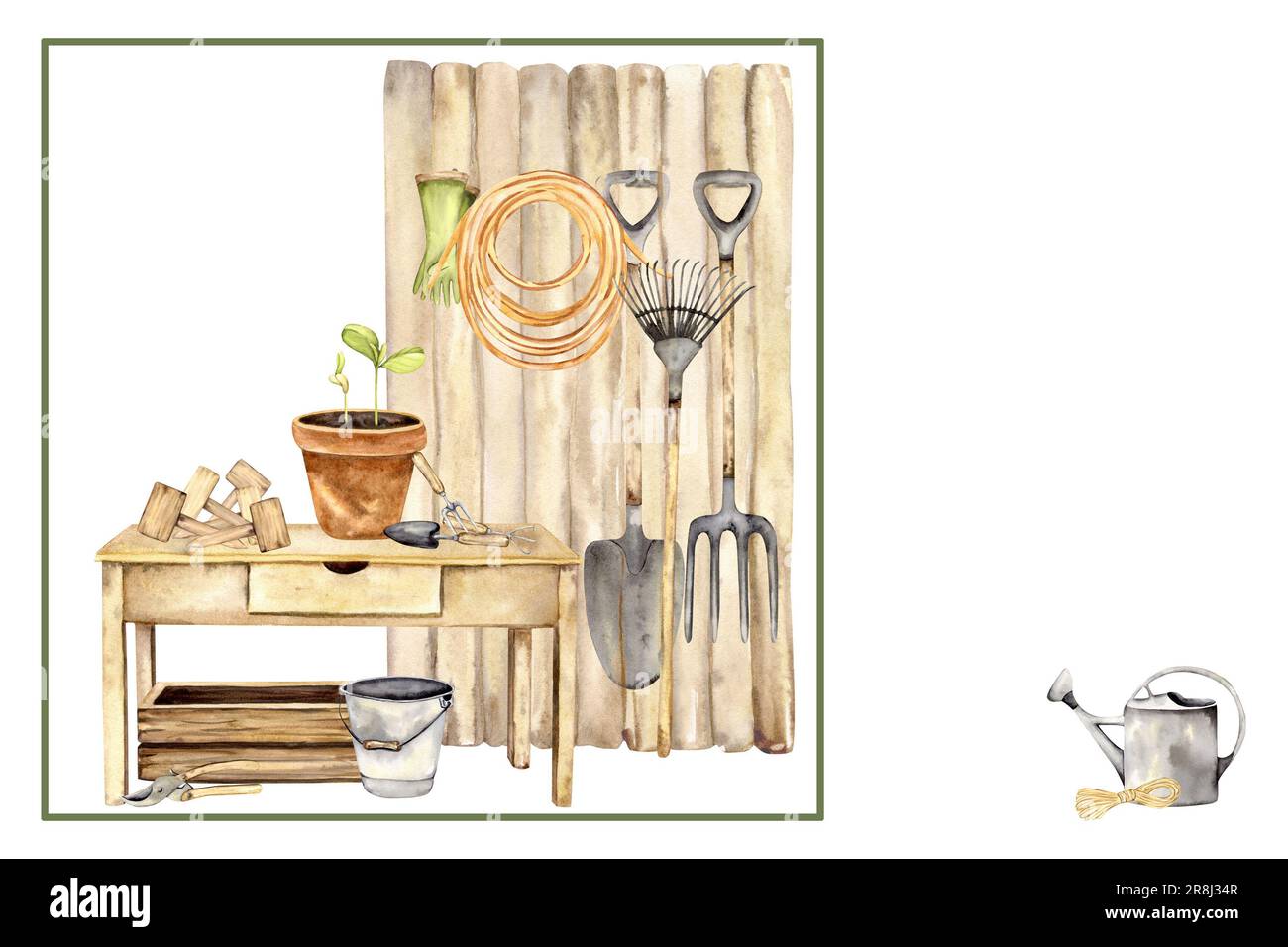garden tools card Stock Photo - Alamy