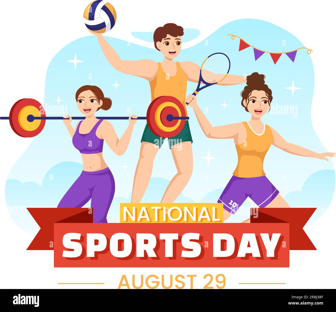 National Sports Day Vector Illustration with Sportsperson from ...