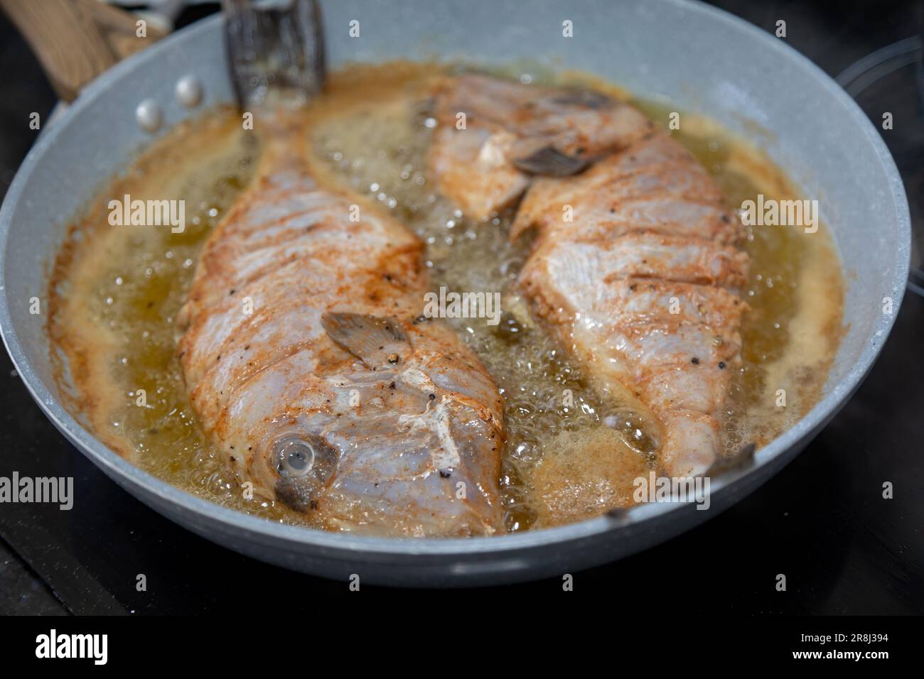 Clean and seasoned Peroá fish (Balistes capriscus) . Typical fish from ...