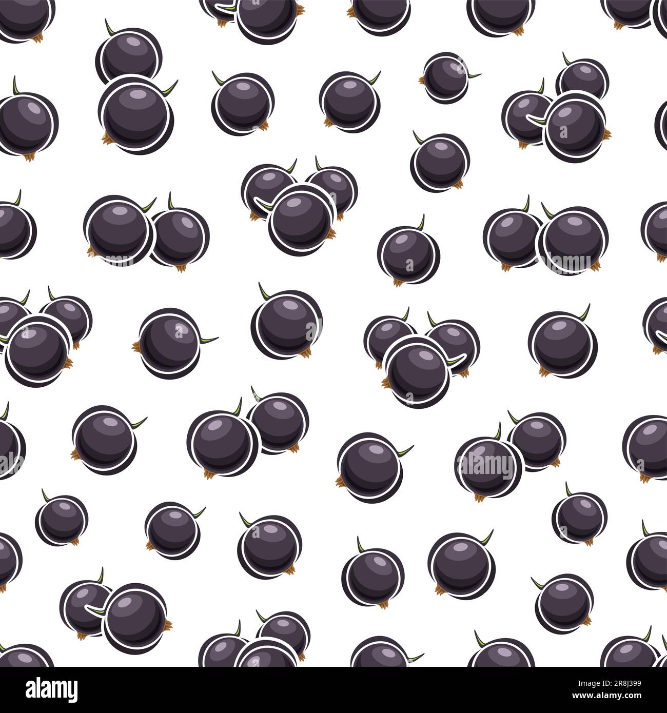 Vector Black Currants seamless pattern, repeat background with simple ...