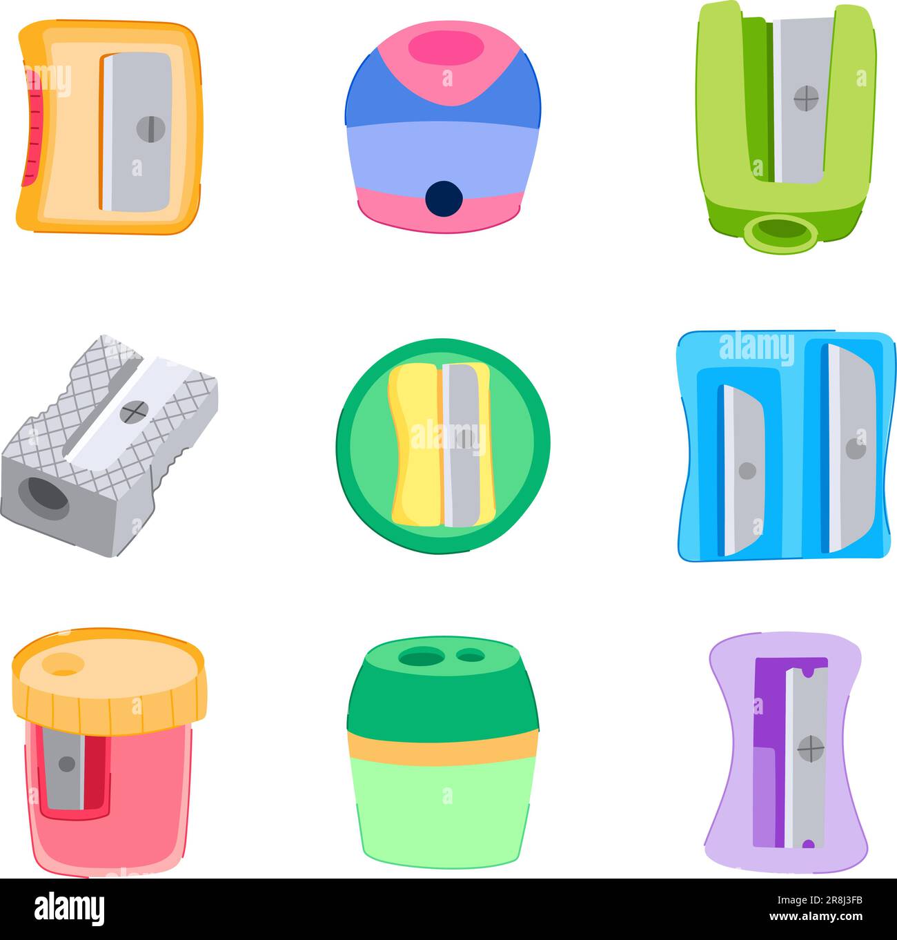 sharpener pencil set cartoon vector illustration Stock Vector Image ...