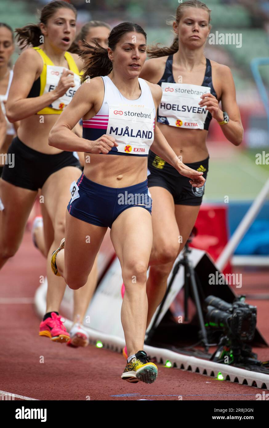 Trine Mjåland of Norway competing in the women’s 800m race at the Oslo ...
