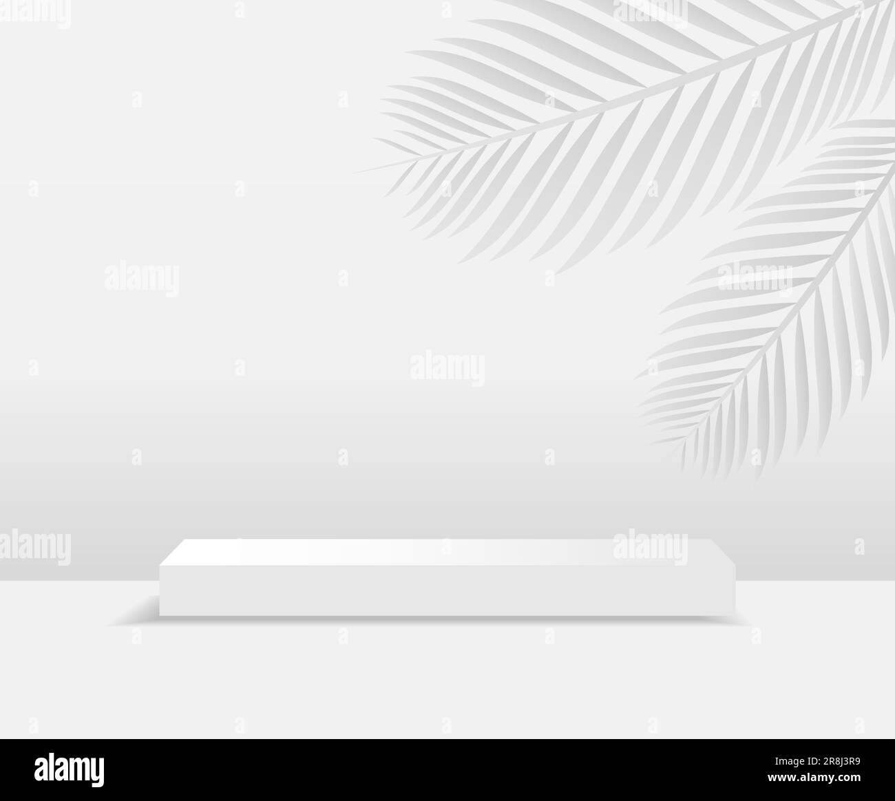 Vector 3D rectangular podium. White pedestal on a light background with ...