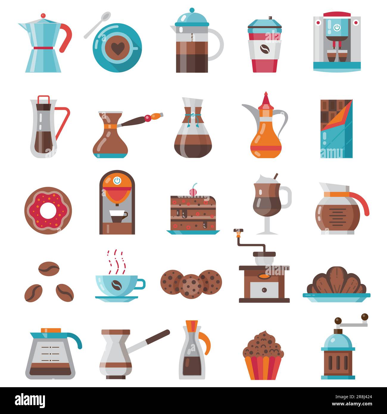 Coffee and Pastry Flat Design Icon Set Stock Vector Image & Art - Alamy