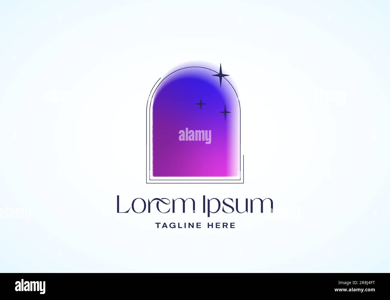 Y2K Aura Blurry Arch Window Abstract Vector Logo Template. Distressed ...