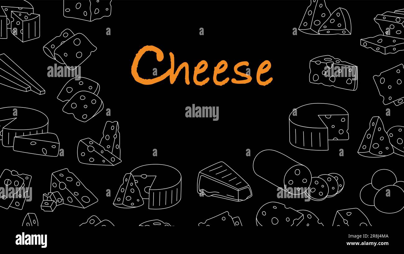Cheese products banner. Illustration for cheese menu design. Cheddar ...