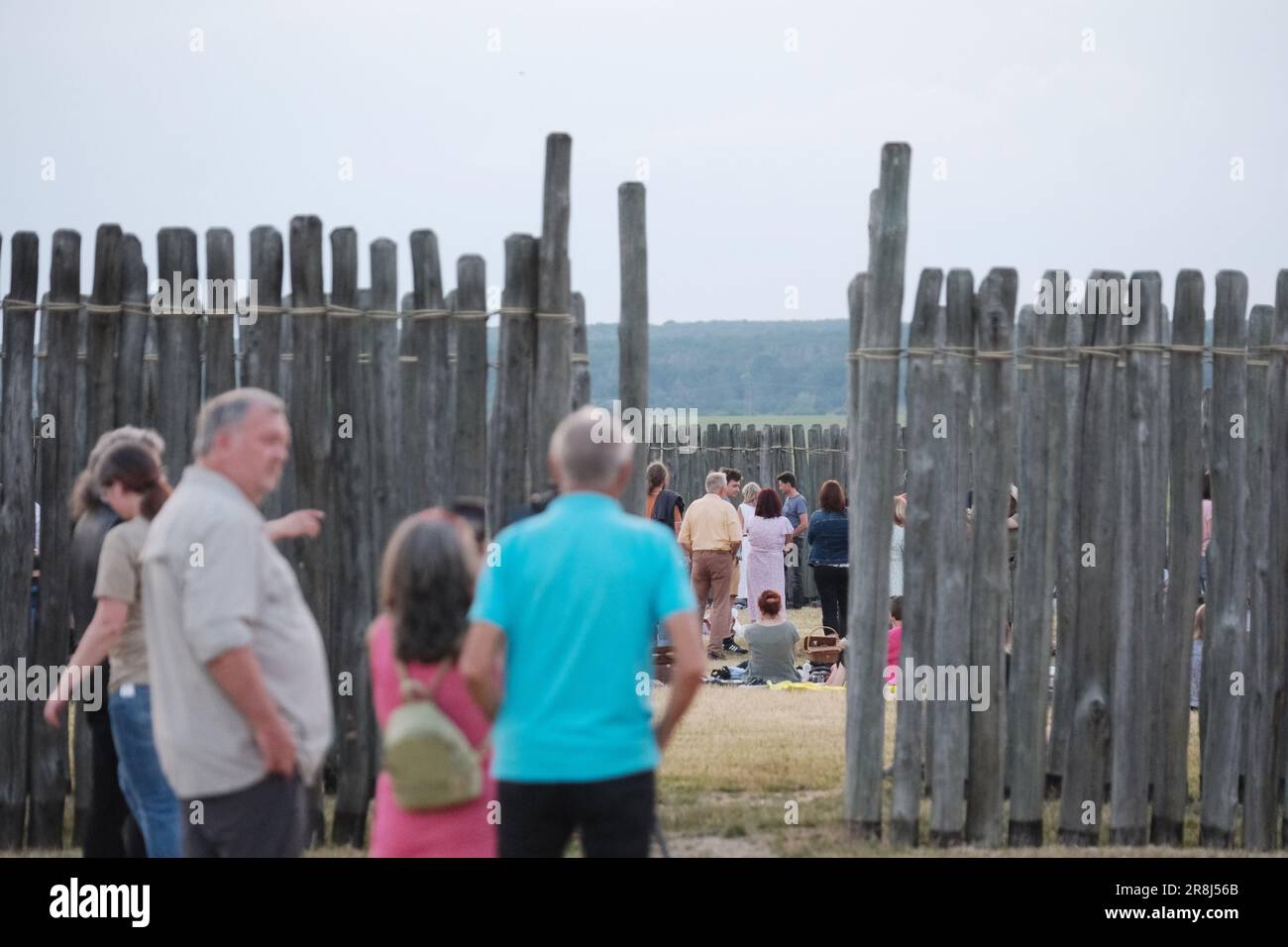 Goseck, Germany. 21st June, 2023. Visitors of the solar observatory ...