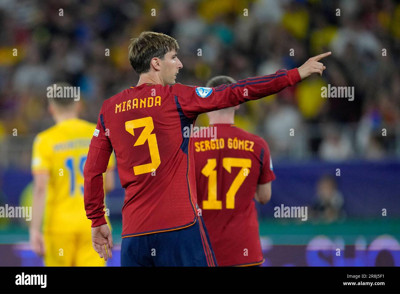 Juan Miranda of Spain celebrates after scoring his side's second goal ...