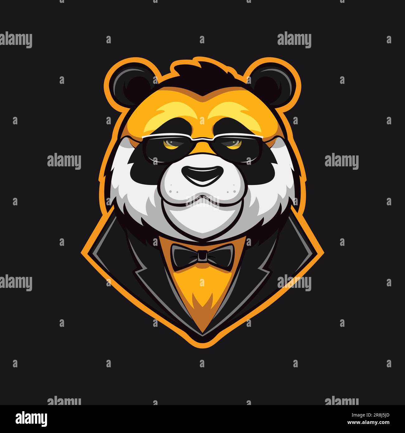 Cool panda illustration design. Wild animal in suit cartoon vector ...